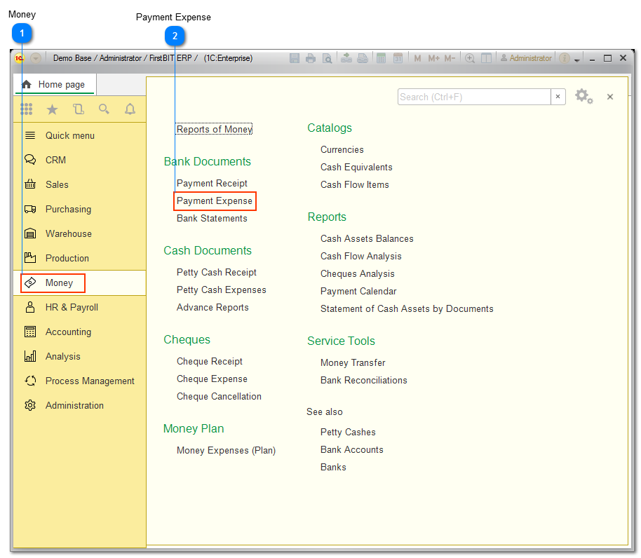 6.4. Расходы со счета - FirstBIT ERP User Guide RUS - FirstBit User Guide