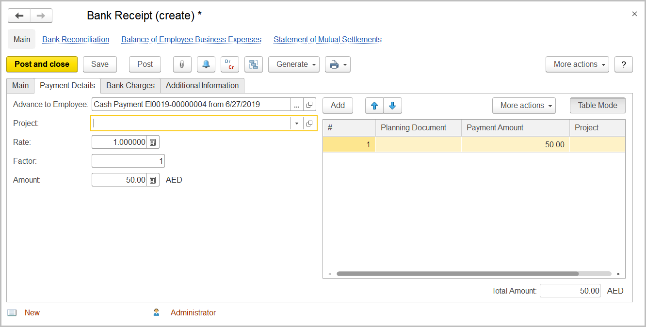6.2.1.3.2. Creating a Bank Receipt. The Payment Details tab - FirstBit User Guide - Confluence ...