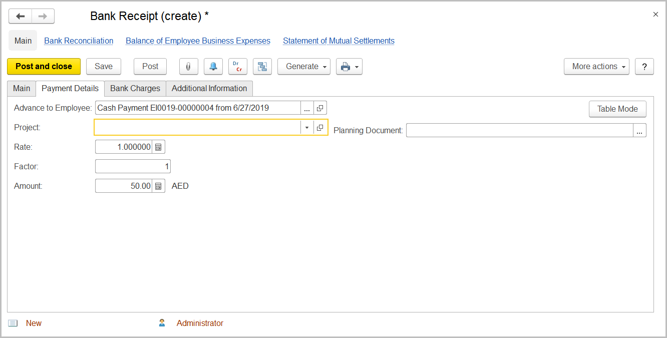 6.2.1.3.2. Creating a Bank Receipt. The Payment Details tab - FirstBit ...
