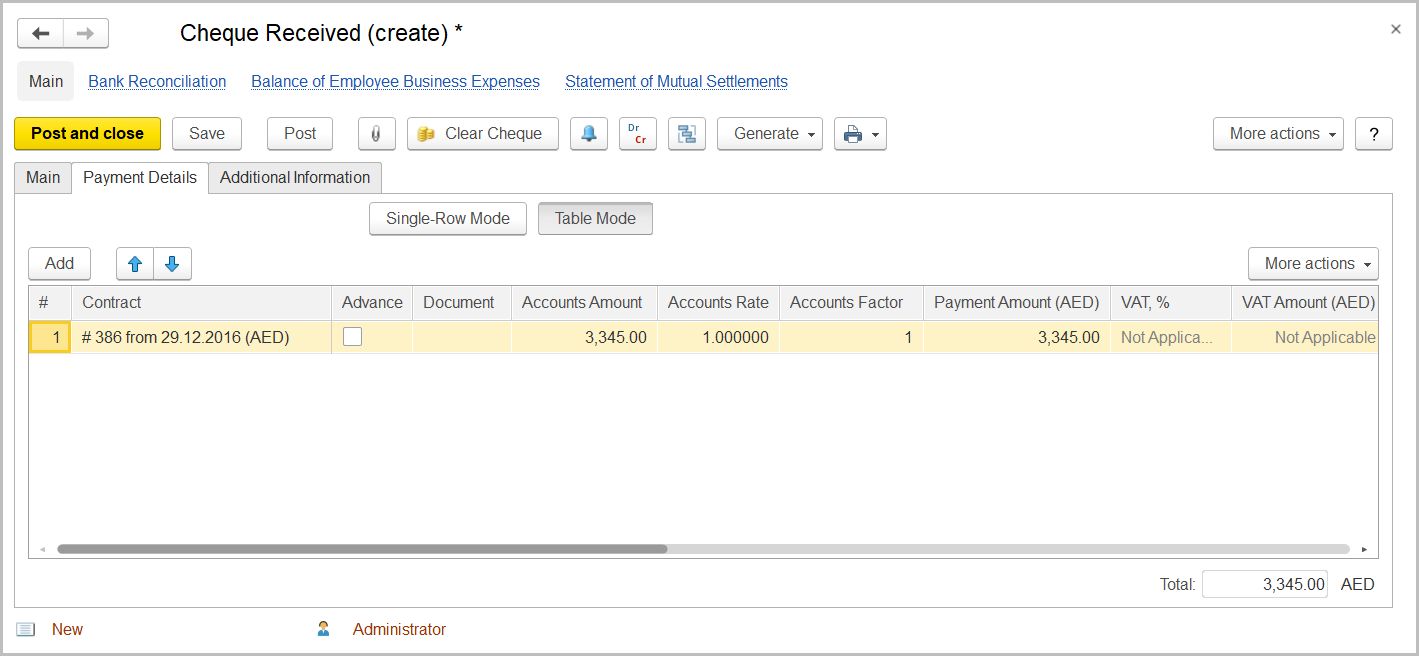 6.4.1.2.2. Creating a Cheque Received. The Payment Details tab - FirstBit User Guide ...