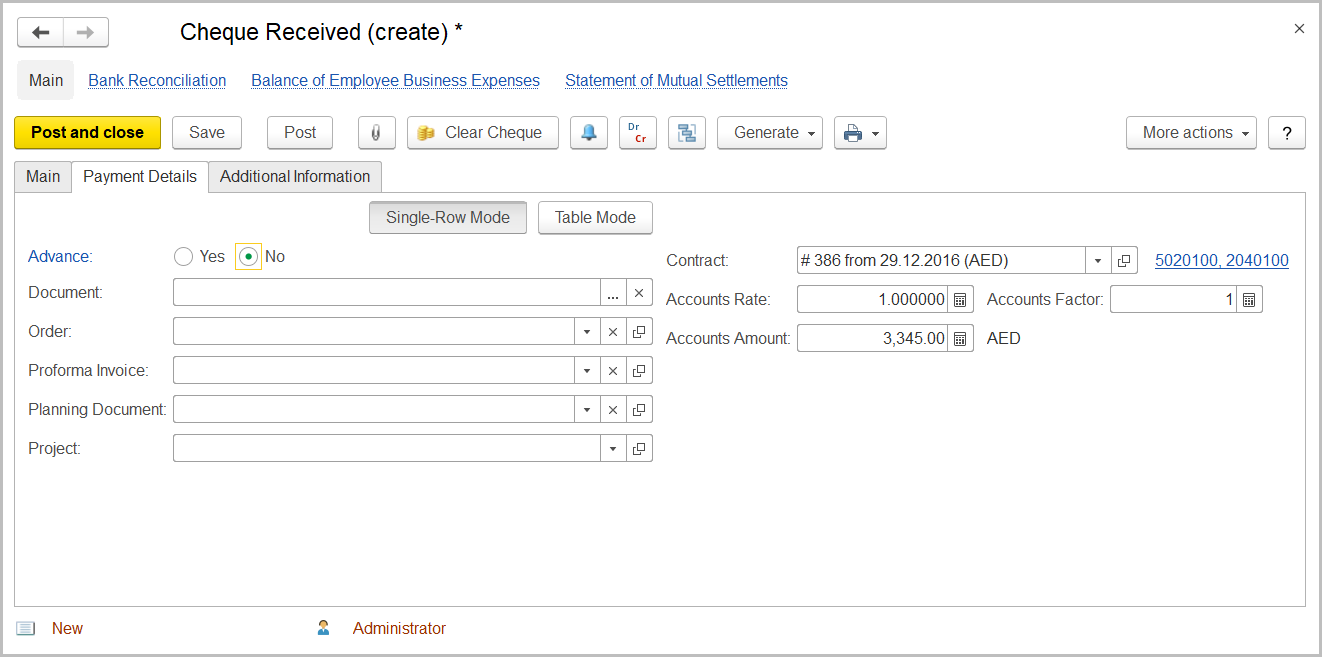 6.4.1.2.2. Creating a Cheque Received. The Payment Details tab - FirstBit User Guide ...