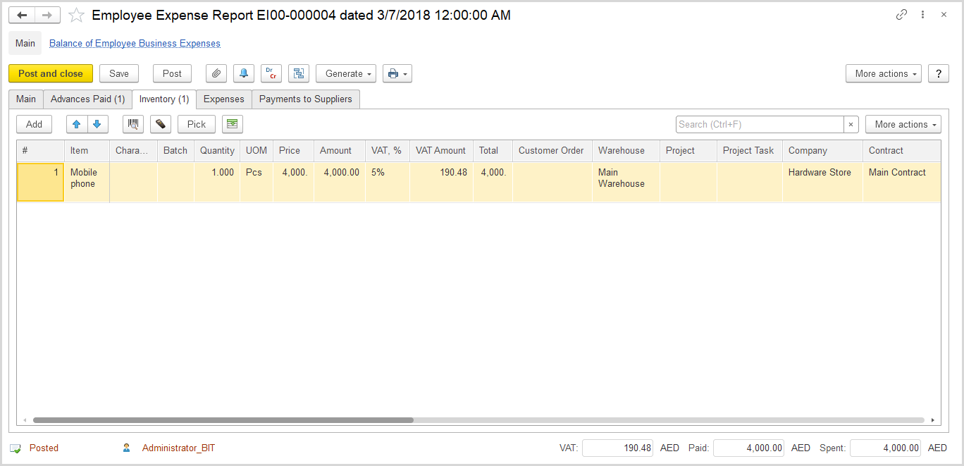 6.3.3.2. Creating an Expense Report. The Inventory tab - FirstBit User Guide - Confluence FirstBit