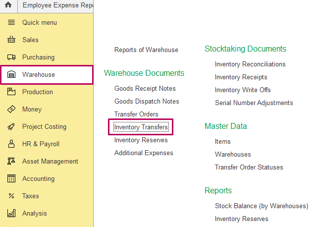 Inventory Transfer to Separate Warehouse - FirstBit User Help - Confluence FirstBit